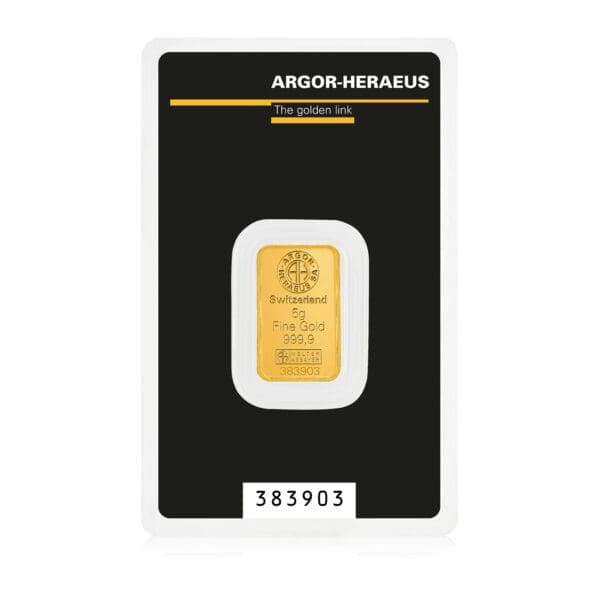Argor Heraeus 5 Gram Gold Bar (999.9 Fine)